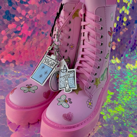 Dolls Kill | Shoes | Dolls Kill X Power Puff Girls Pink Combat Boots ...
